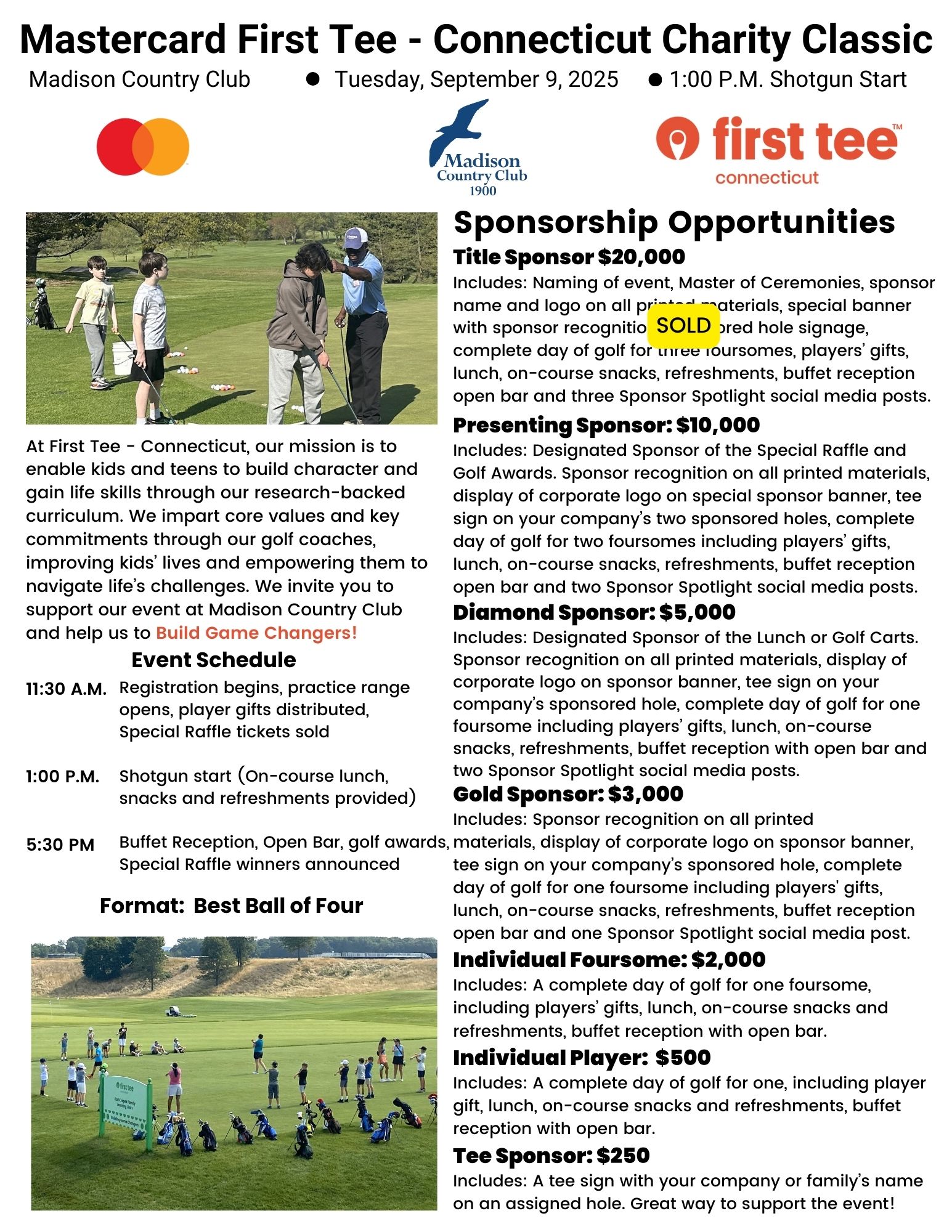 Mastercard First Tee - Connecticut Charity Classic at Madison Country ...